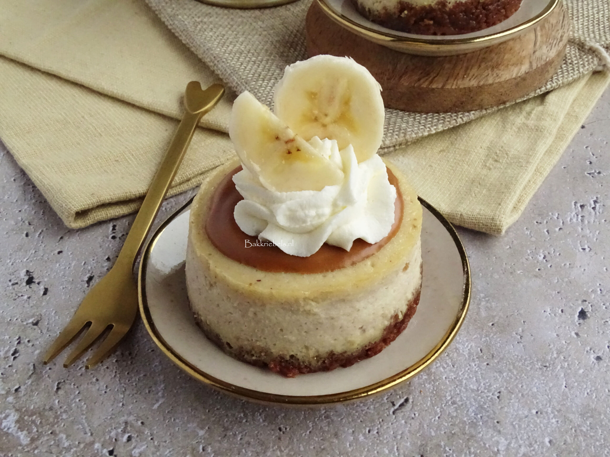 Mini Banaan cheesecakes - Bakkriebels